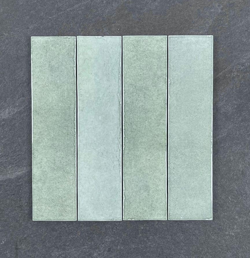 Bricks Mint Gloss Spanish Irregular Edge Porcelain Subway Tile 4408